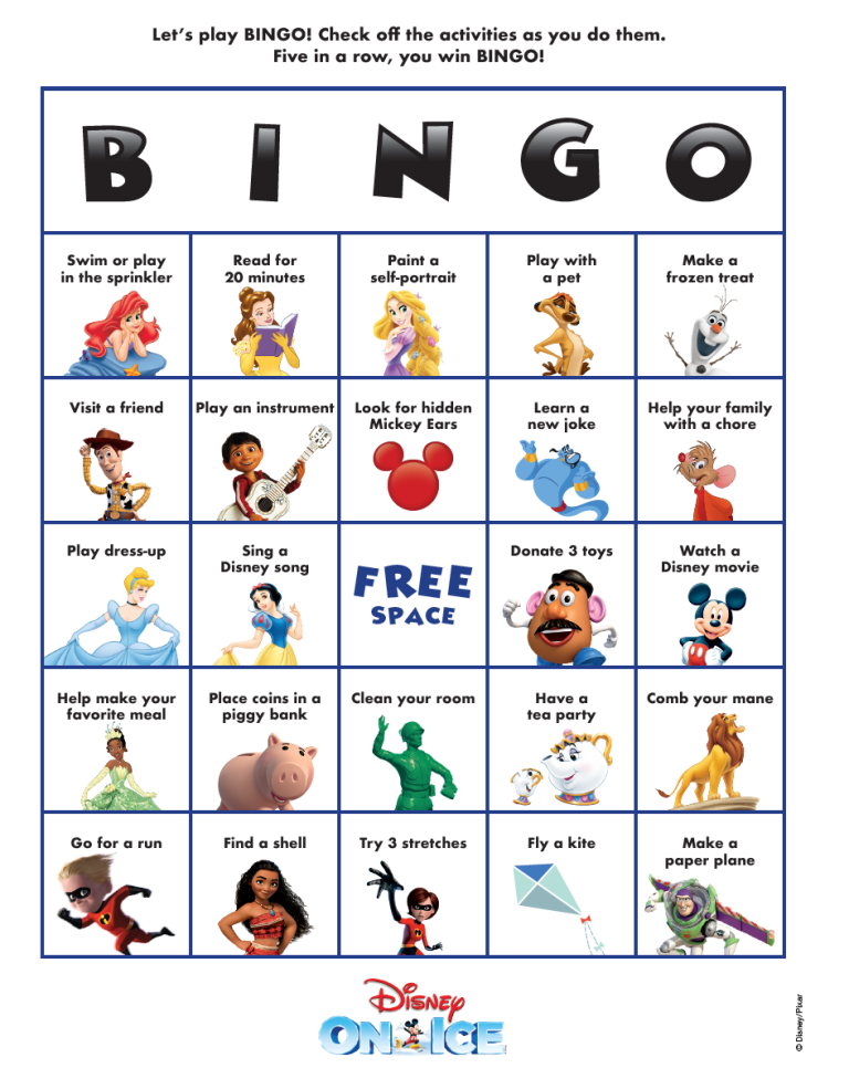 BOREDOM BUSTER BINGO | Fun | The Official Site of Disney On Ice